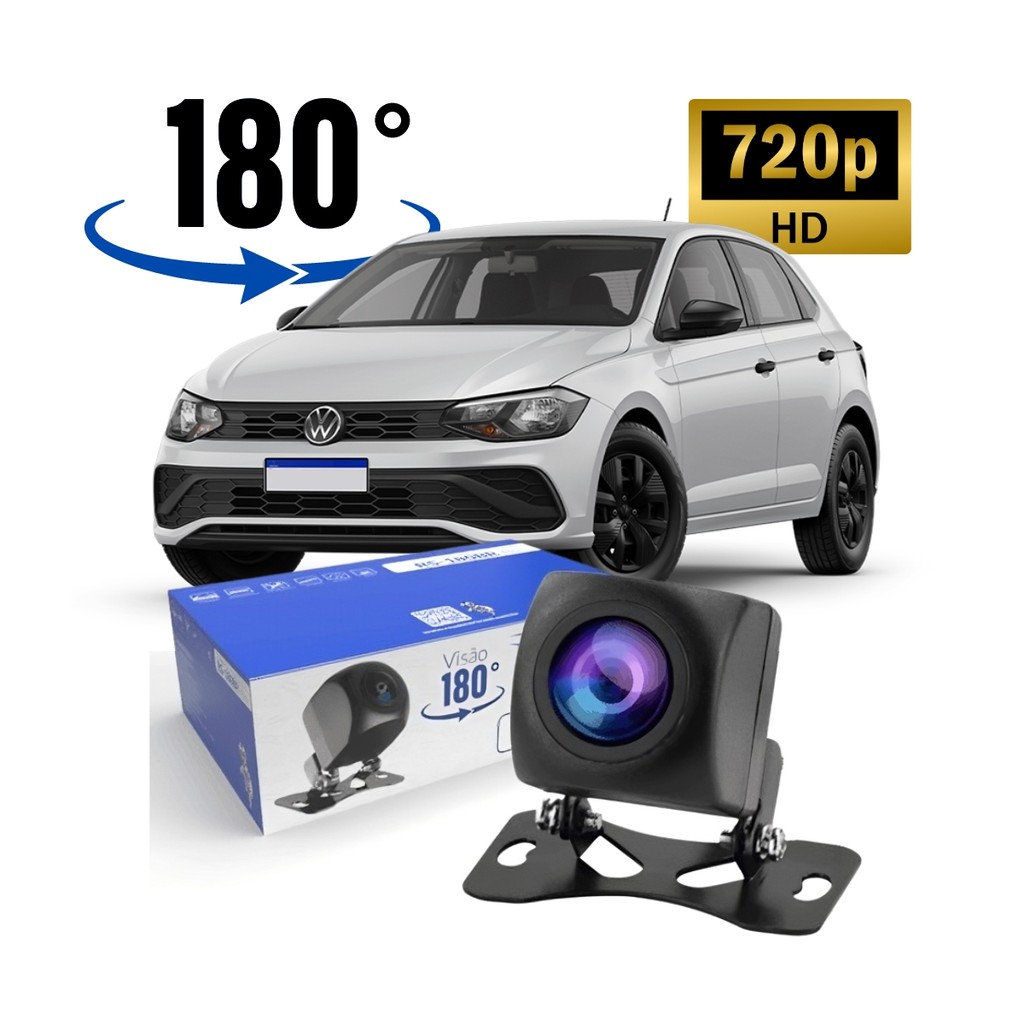 Câmera de Ré e Frontal Olho de Peixe 180° AHD 720p Auxilia ao Estacionar IP67 - IP68 RS-180BR ...
