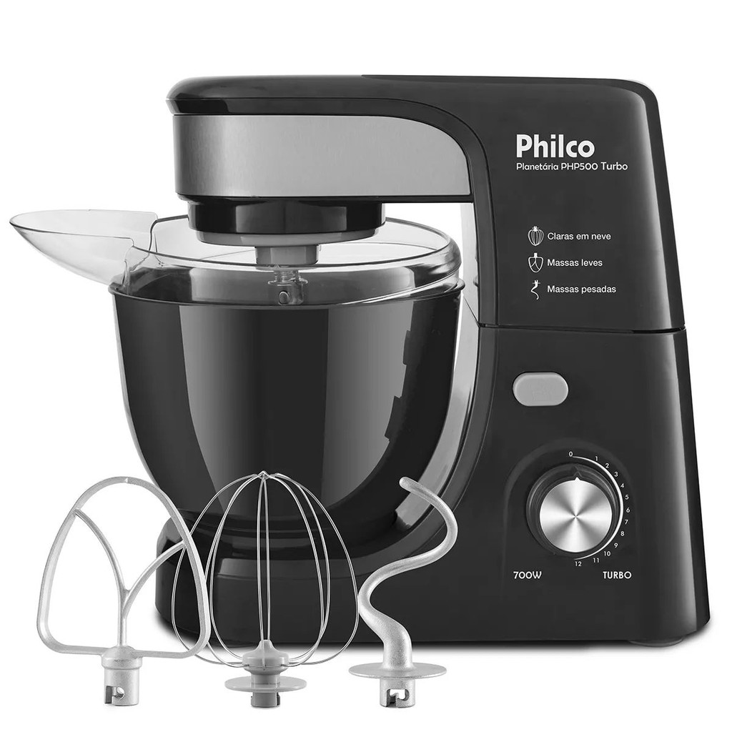 Batedeira planetária Philco PHP 500 P Turbo 700W Preto 110V | Shopee Brasil