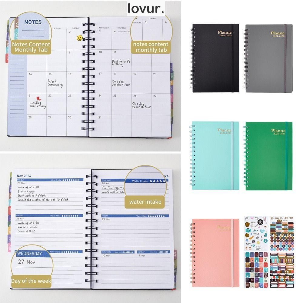 LOVUR A5 Livro De Agenda Em Inglês , 2024.1-2025.6 PU Calendário Couro ...