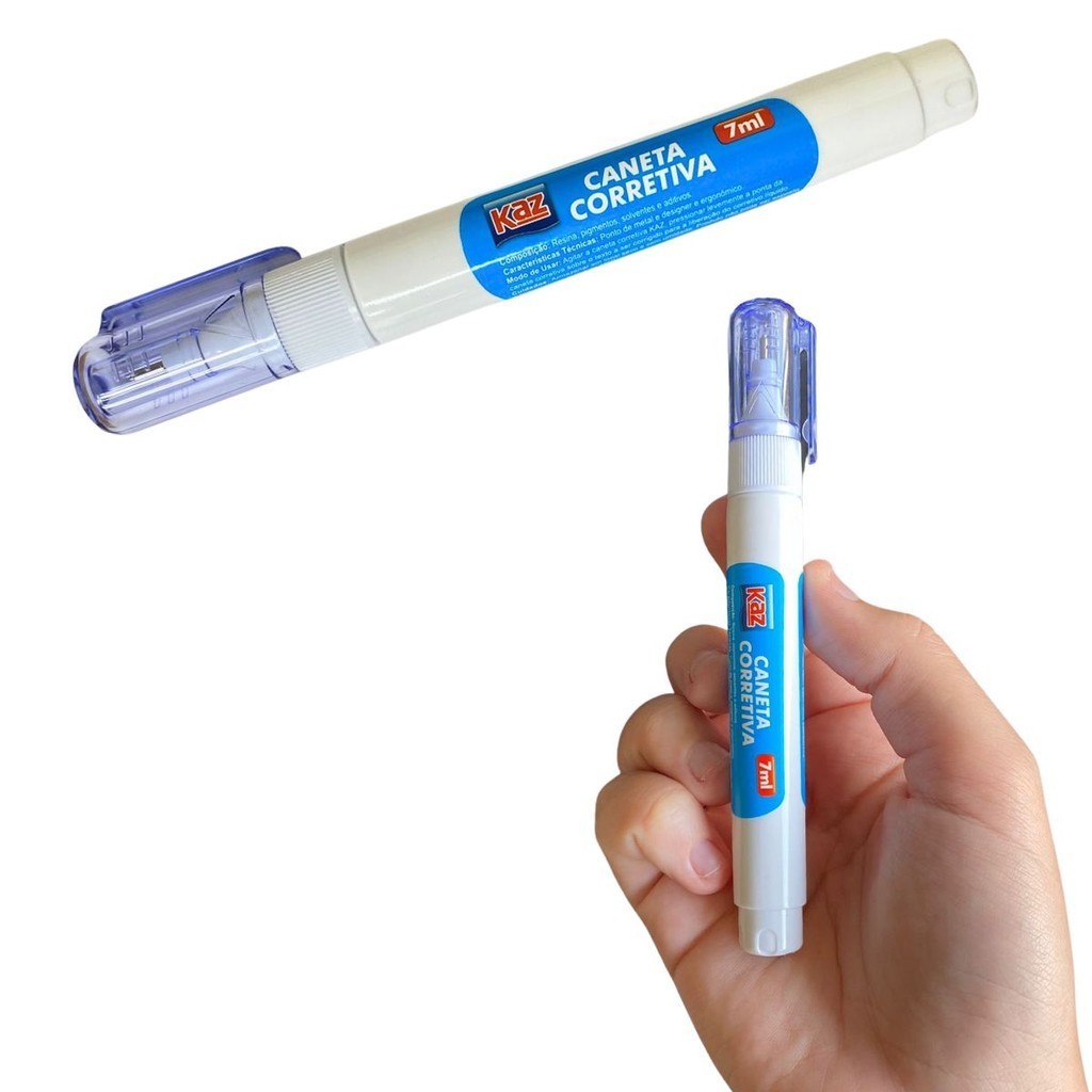 Corretivo Em Caneta 7ml Uso Escolar Escritório Corrige Apaga Erros ...