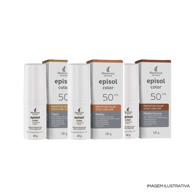 Protetor Solar Facial Episol Color Stick FPS 50 - 18g | Shopee Brasil