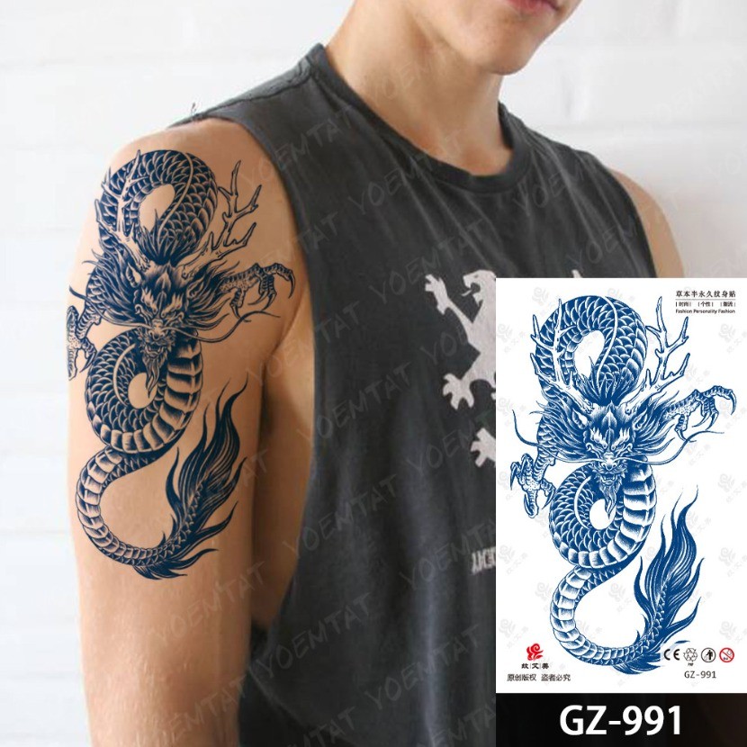 Semi-Permanente Tigre Dragão Animal Suco Tinta Tatuagens Duradouras À ...