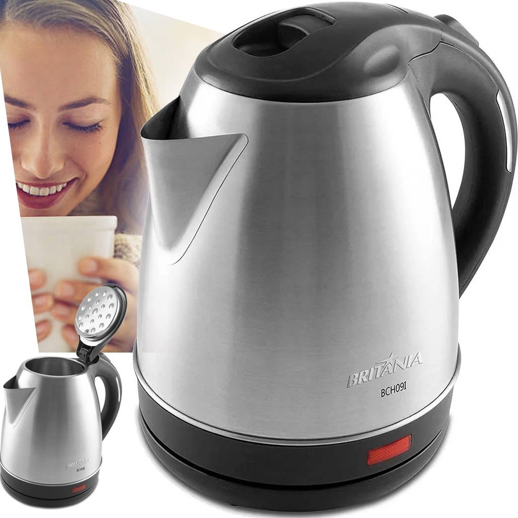 Chaleira Elétrica Jarra Garrafa Bule BCH09I BRITANIA Inox 1,2 Litros Desligamento Automático ...