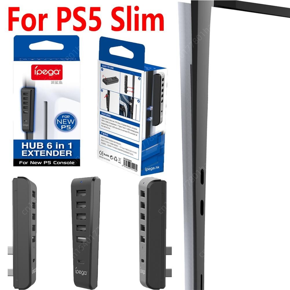 Para PS5 Slim 6 Em 1 USB Splitter Expansor Hub Carregador Controlador De Expansão Adaptador De ...