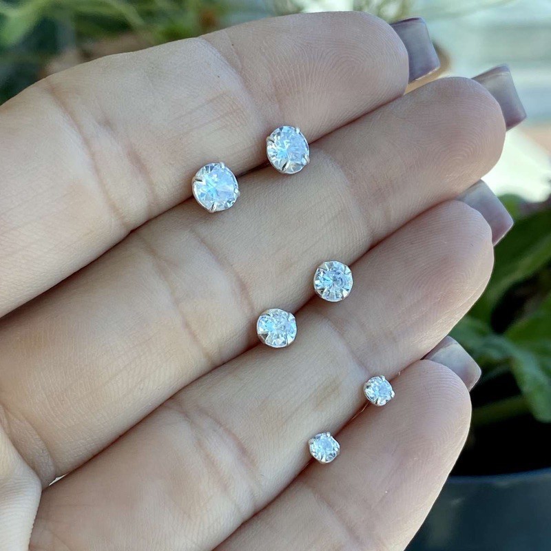 Brinco kit trio redondo zirconia prata 925 3mm/4mm/5mm - Faz a Boa!