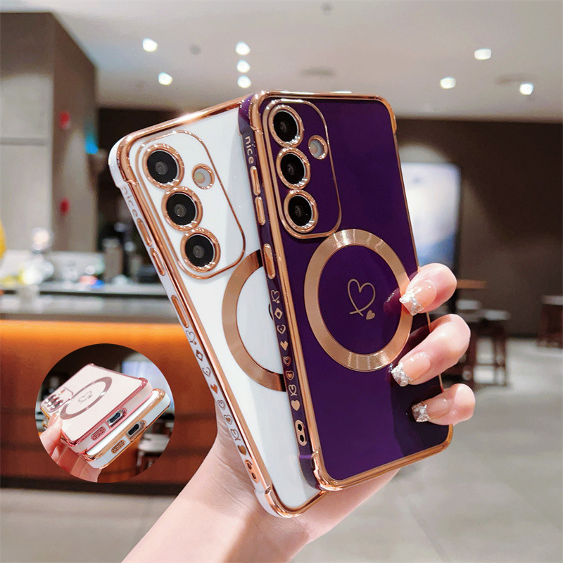 Estojo Para Samsung Galaxy S24 Ultra S23 Plus S23 S21 FE Luxo Revestimento Magnético Sem Fio ...