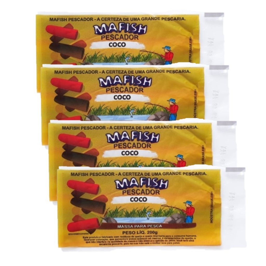 Kit 4 Massa Pesca Mafish 200g - Coco | Shopee Brasil