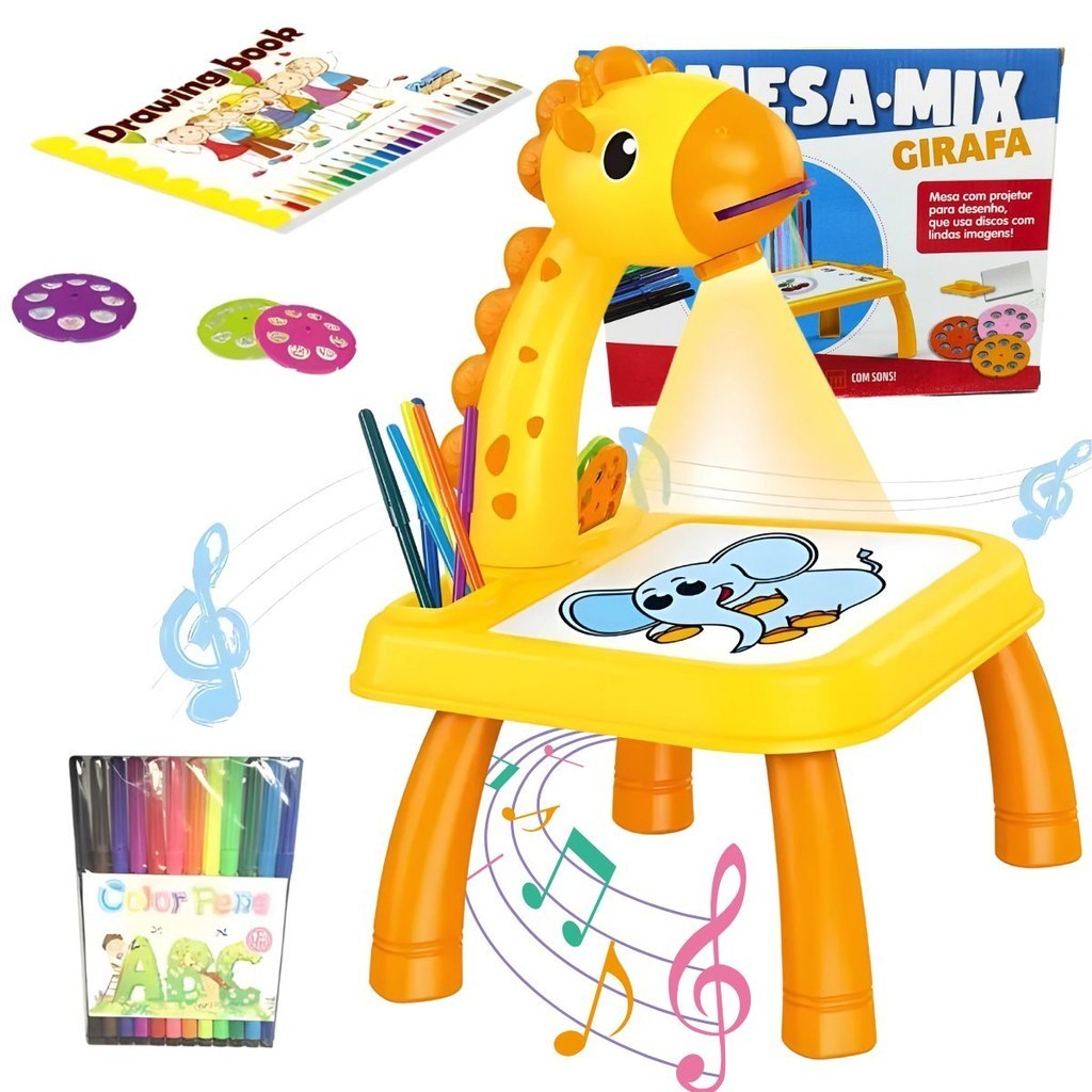 Projetor Infantil Mesa Luz Musical Educativo Desenho Mesinha | Shopee ...