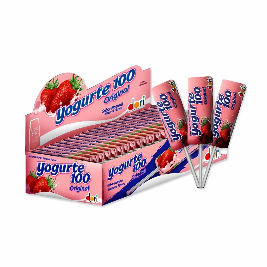 Pirulito Mastigável Yogurte 100 Dori 560g - 50 Unidades | Shopee Brasil