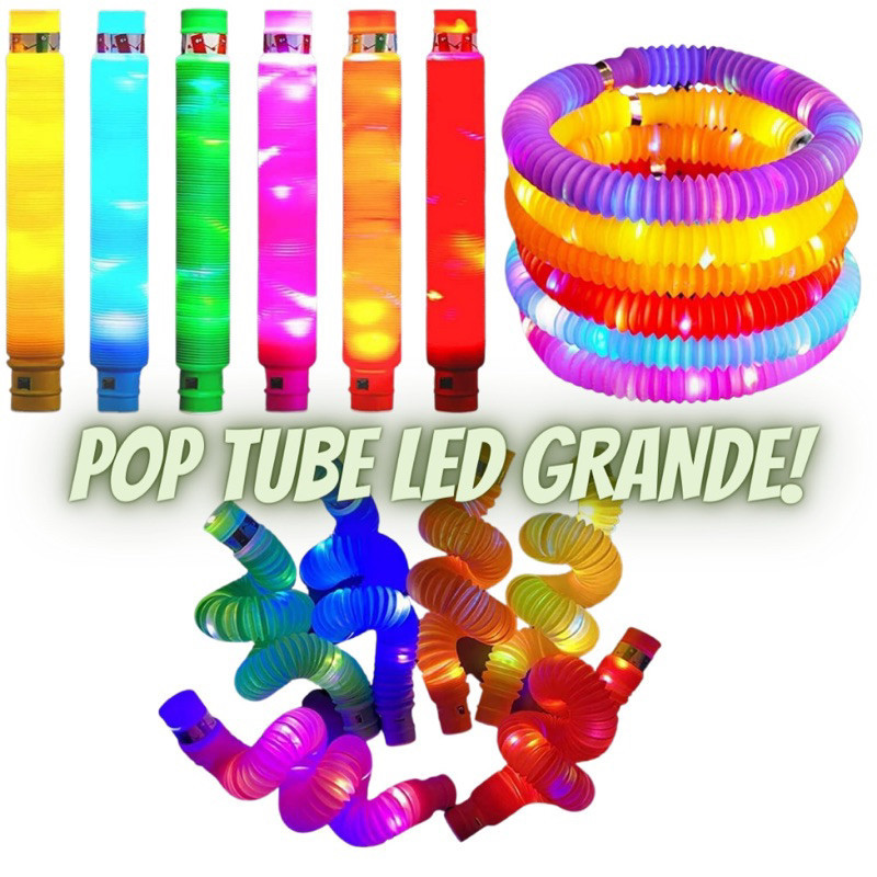 Pop tube grande de brinquedo com led cores variadas tubo sensorial ...