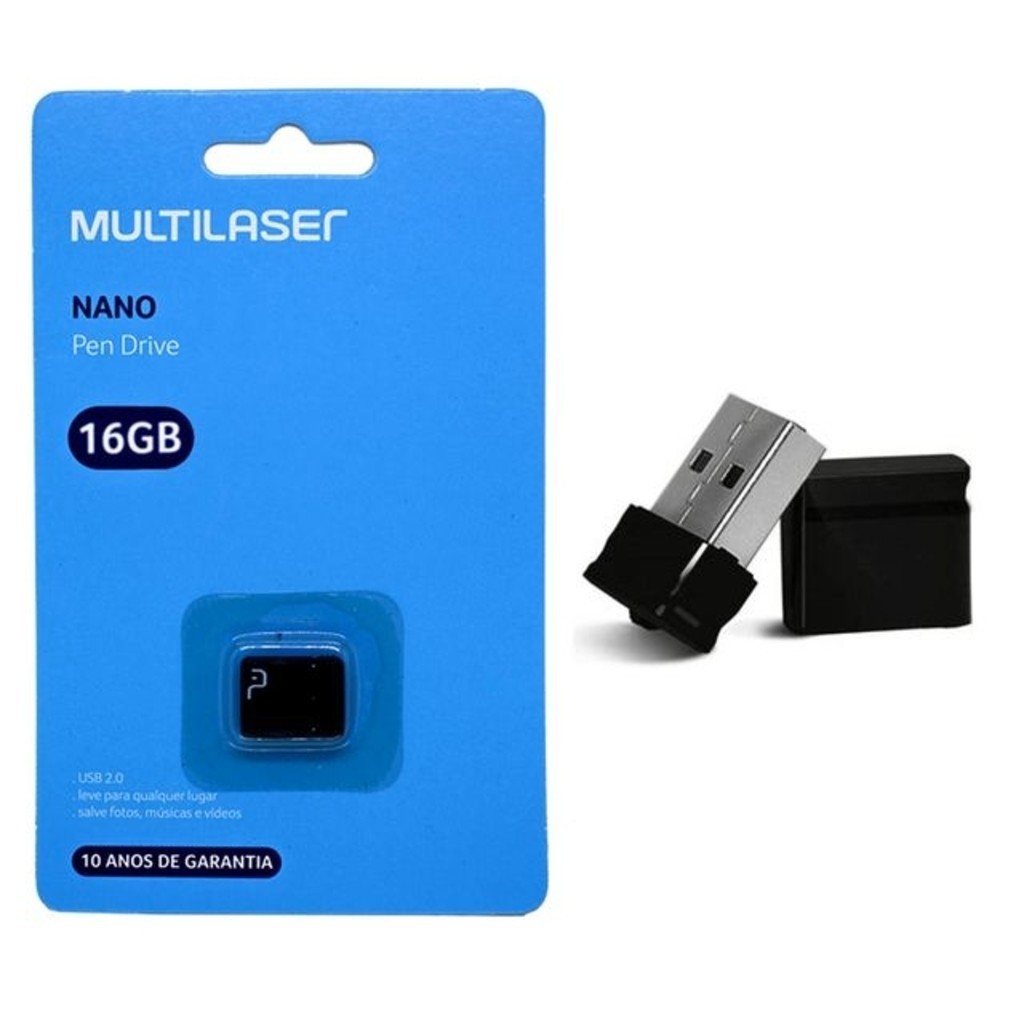 Pen Drive Nano 16GB USB Leitura 10MB/s e Gravação 3MB/s Preto ...