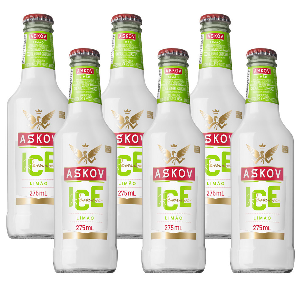 BEBIDA ASKOV ICE LIMÃO LONG NECK 6 UN DE 275ML | Shopee Brasil