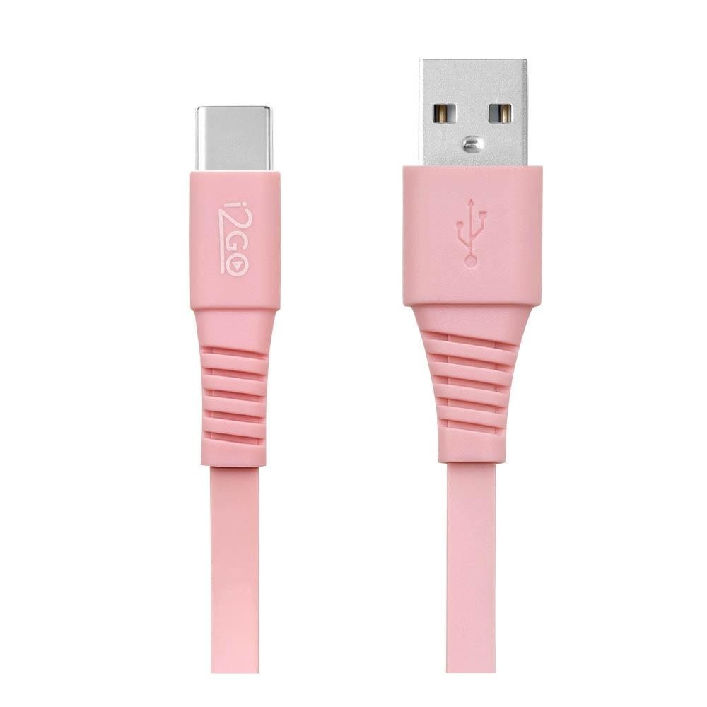 Cabo USB-C i2GO 1,2m 2,4a Flat Rosa | Shopee Brasil