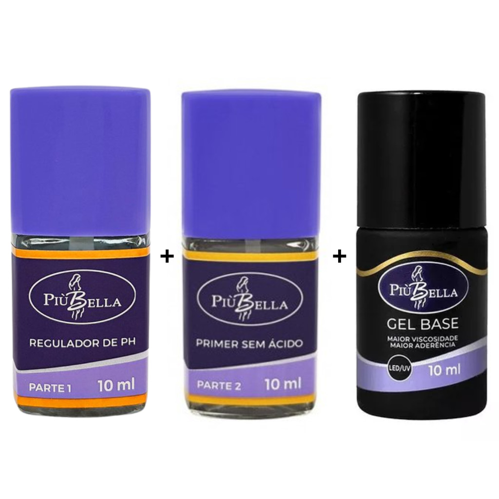 KIT PIU BELLA PH 10ML + PRIMER + GEL BASE 10ML | Shopee Brasil