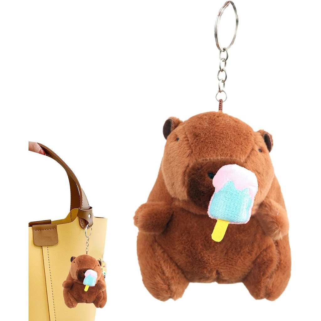 Pingente de capivara, chaveiro realista com brinquedo de pelúcia ...
