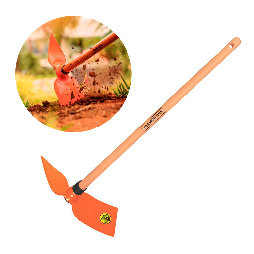 Enxadinha Sacho Coração Machadinha Jardinagem de Aço c/ Cabo de Madeira ...