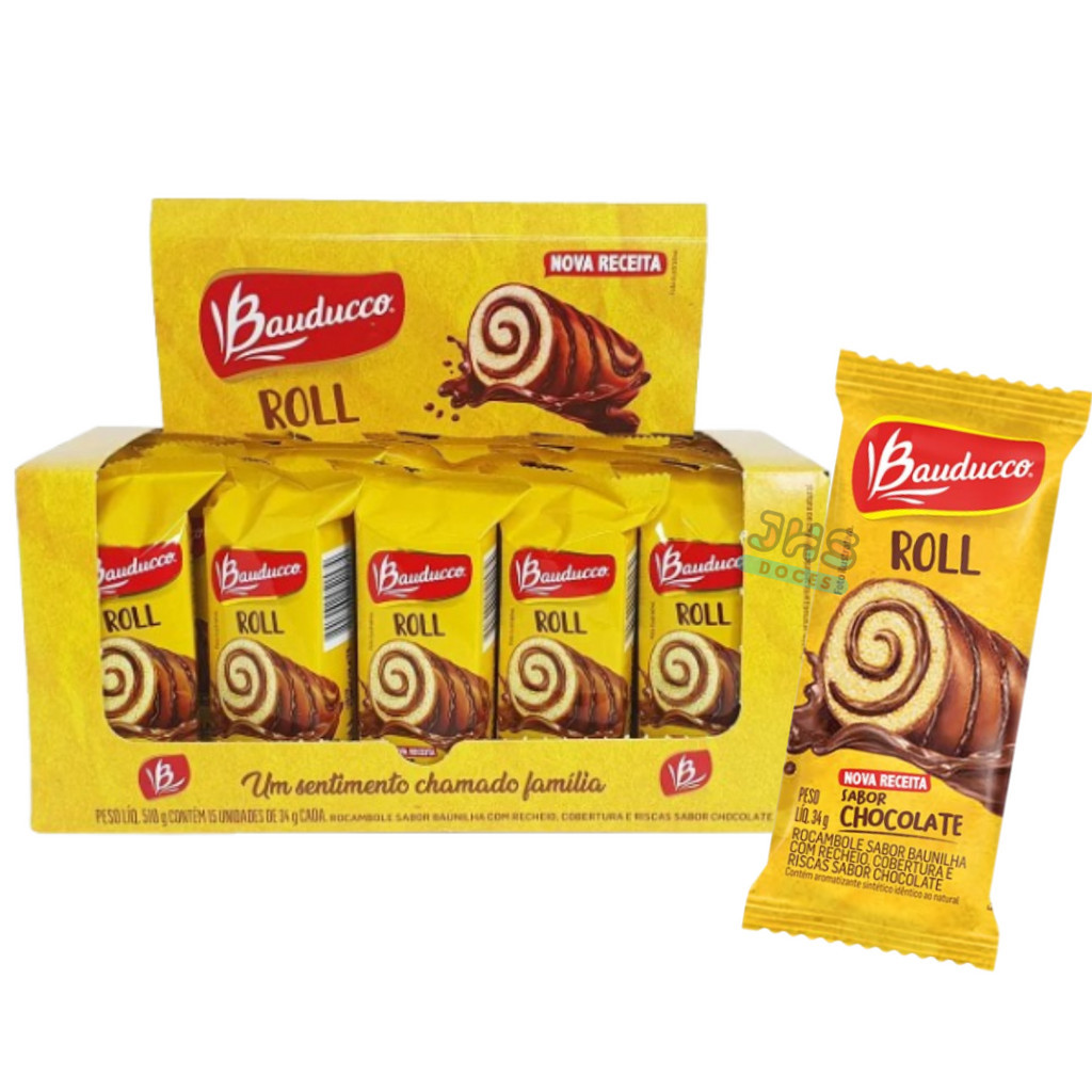 Bolo Bolinho Bauducco Roll Baunilha Chocolate Caixa 15un 34g | Shopee ...