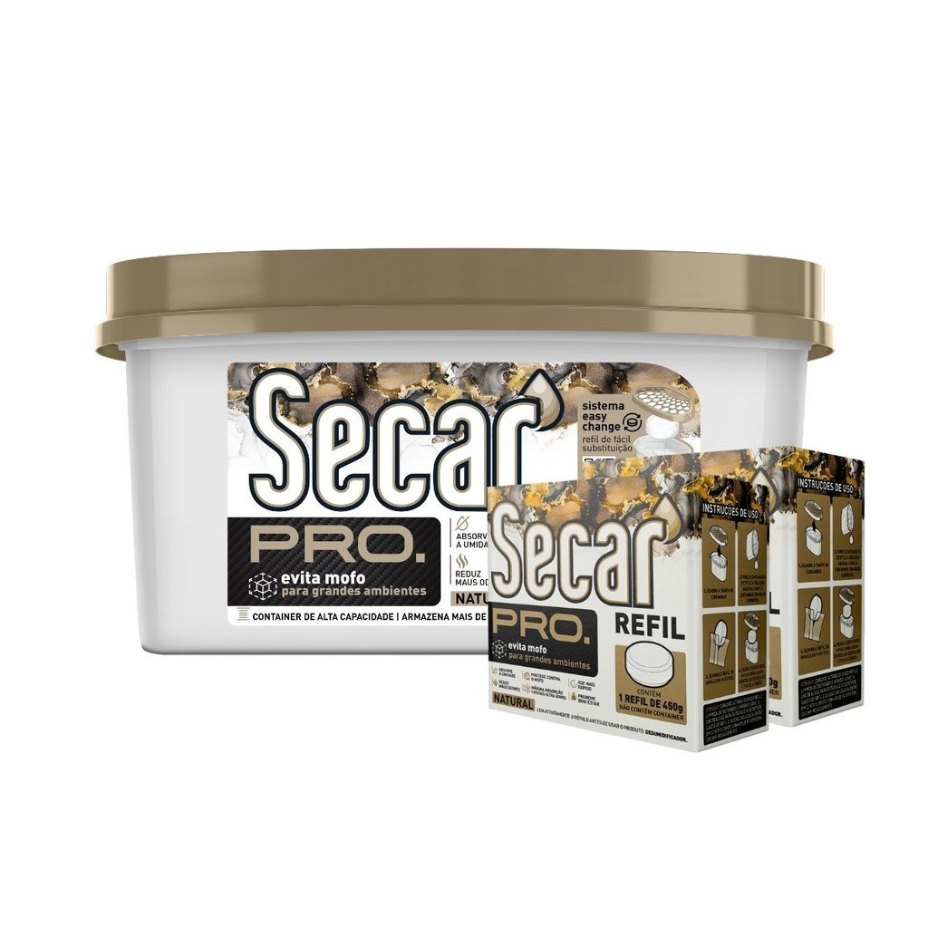 Kit Evita Mofo Secar Pro Container Natural 450g + 2 Refis para Grandes ...