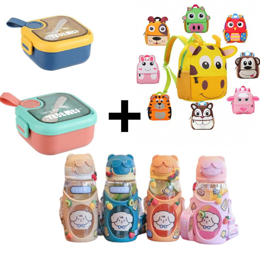 conjunto lancheira marmita infantil pote lunch box lancheira bebe ...