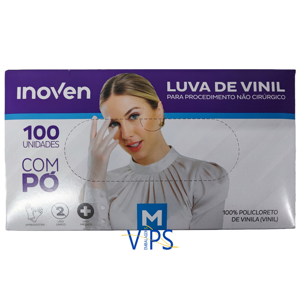 Luva Vinil M com Pó c/100un Inoven | Shopee Brasil