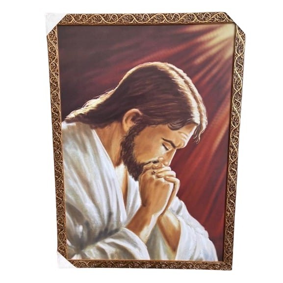Quadro Jesus Orante 50 x 70 com moldura 3 cm Nosso Senhor Orando e ...