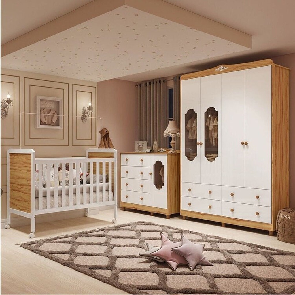 Quarto de Bebê com Guarda-roupa Cômoda e Berço 100% Mdf Maya Provençal ...