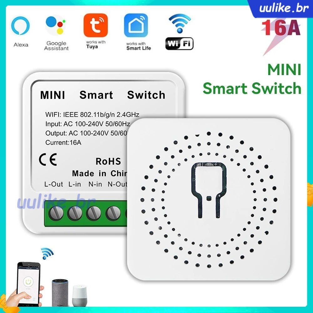 Tuya 10/16a mini interruptor inteligente 2 vias controle wifi diy ...