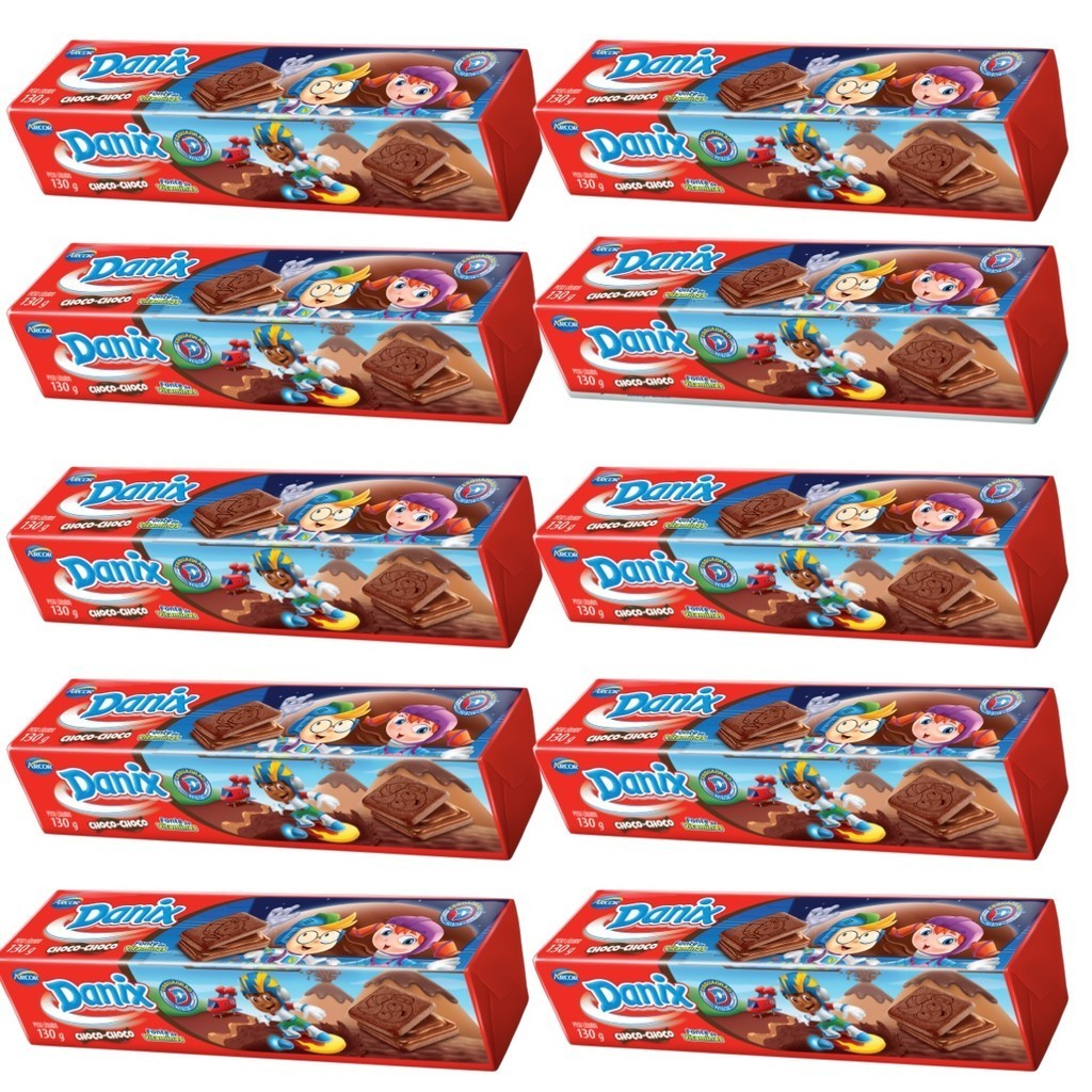 Biscoito Bolacha Recheado Danix Choco-choco Kit 10 Unidades de 130g | Shopee Brasil
