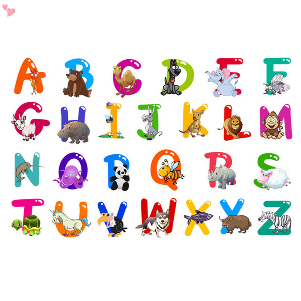 Decalques De Parede Do Alfabeto Animal Para Berçário Adesivos ABC Bebês ...