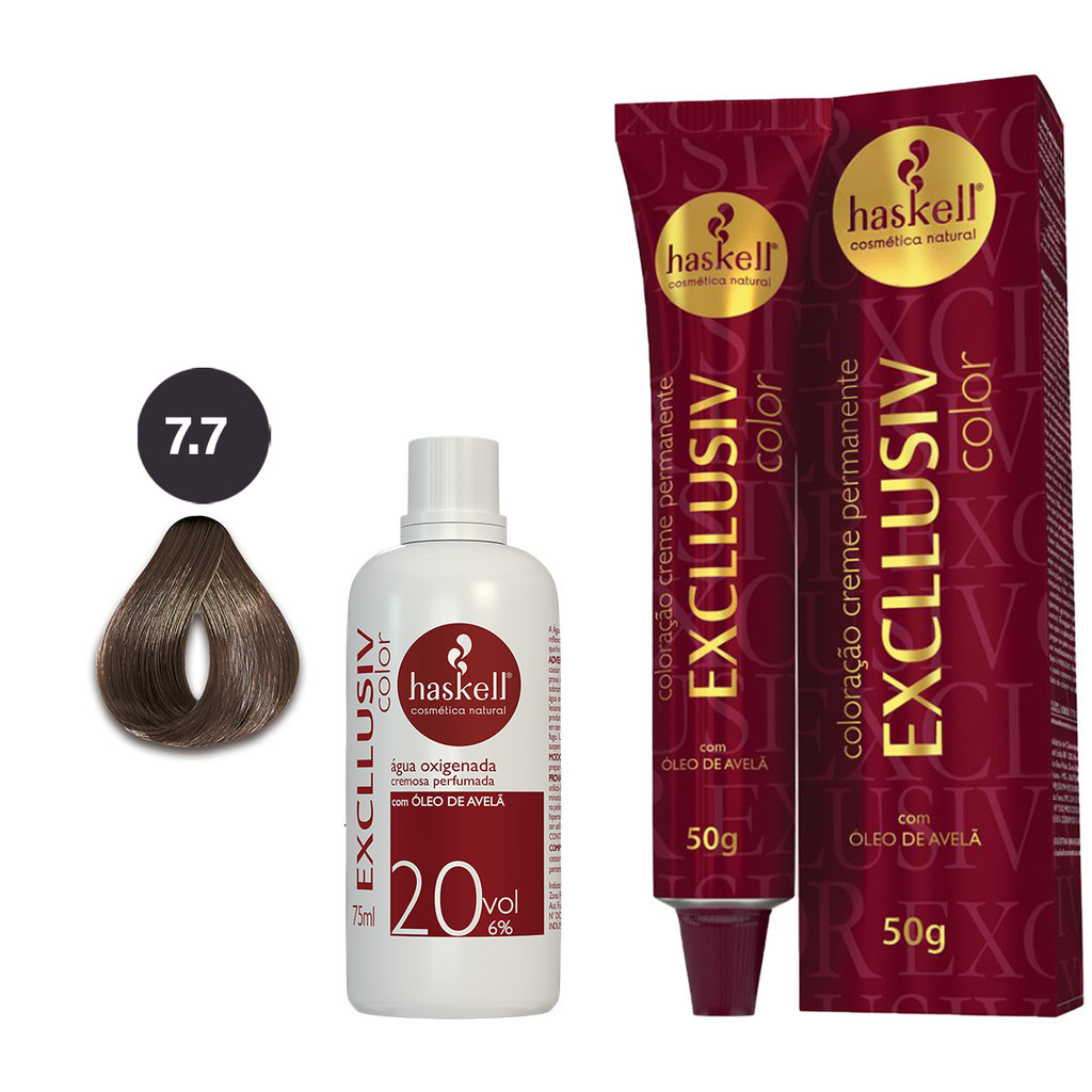 Haskell Coloração Creme 7.7 Excllusiv Color | Shopee Brasil
