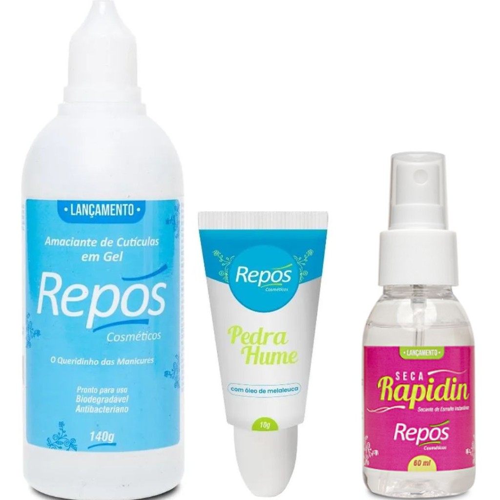 Kit Repos 3un - Amaciante de Cutìculas 140g + Seca Rapidin 60ml + Pedra ...