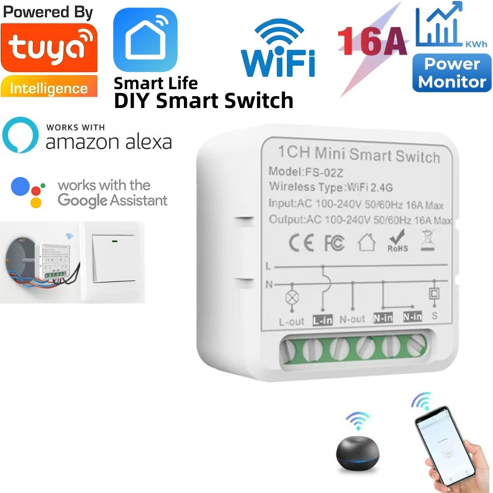 Interruptor Inteligente Alexa DIY interruptor wifi 16A Tuya Mini ...