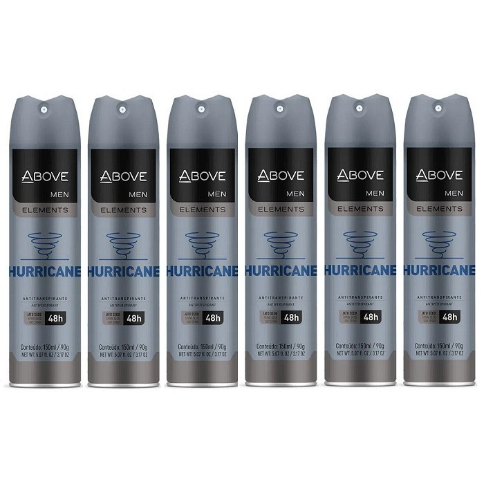 Kit 6 Unidades Antitranspirante Above Men Hurricane 150Ml | Shopee Brasil