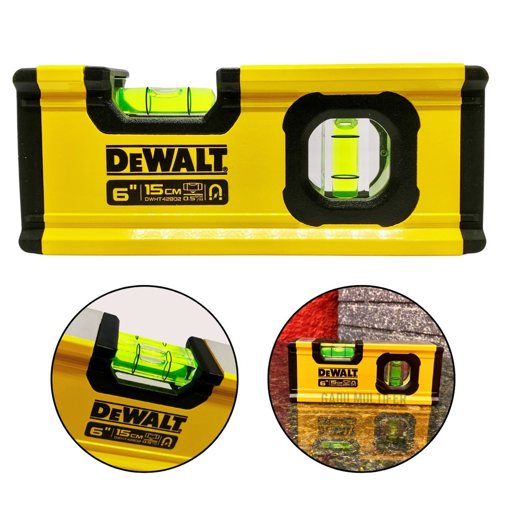 Nível De Mão Dewalt 6'' 15cm Com 2 Bolhas Alumínio E Base Magnética ...