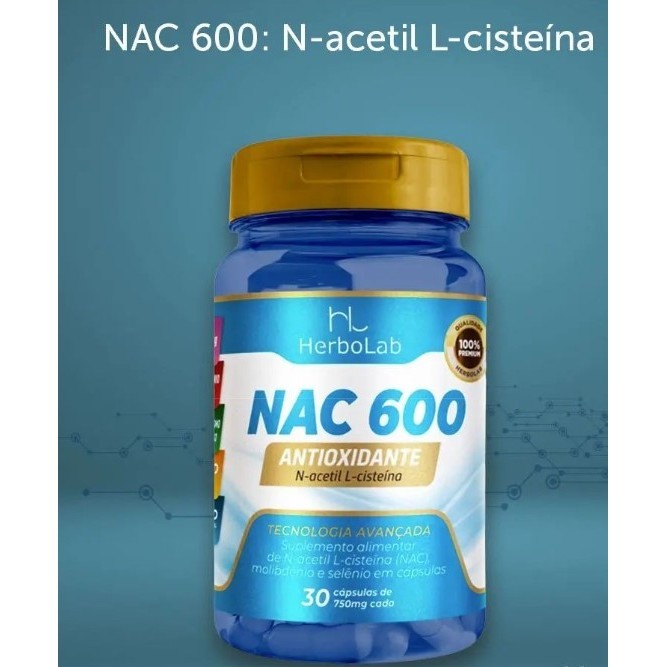 NAC 600 - N-acetil L-cisteína Antioxidante em cápsulas | Shopee Brasil