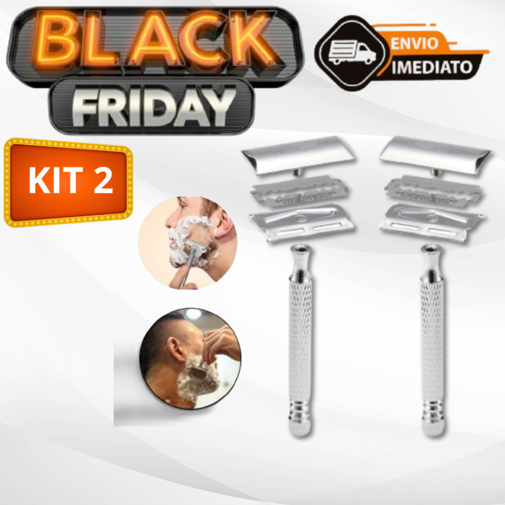 Kit 2 Aparelho De Barbear Articulado Clássico Retrô + 2 Lâminas ...