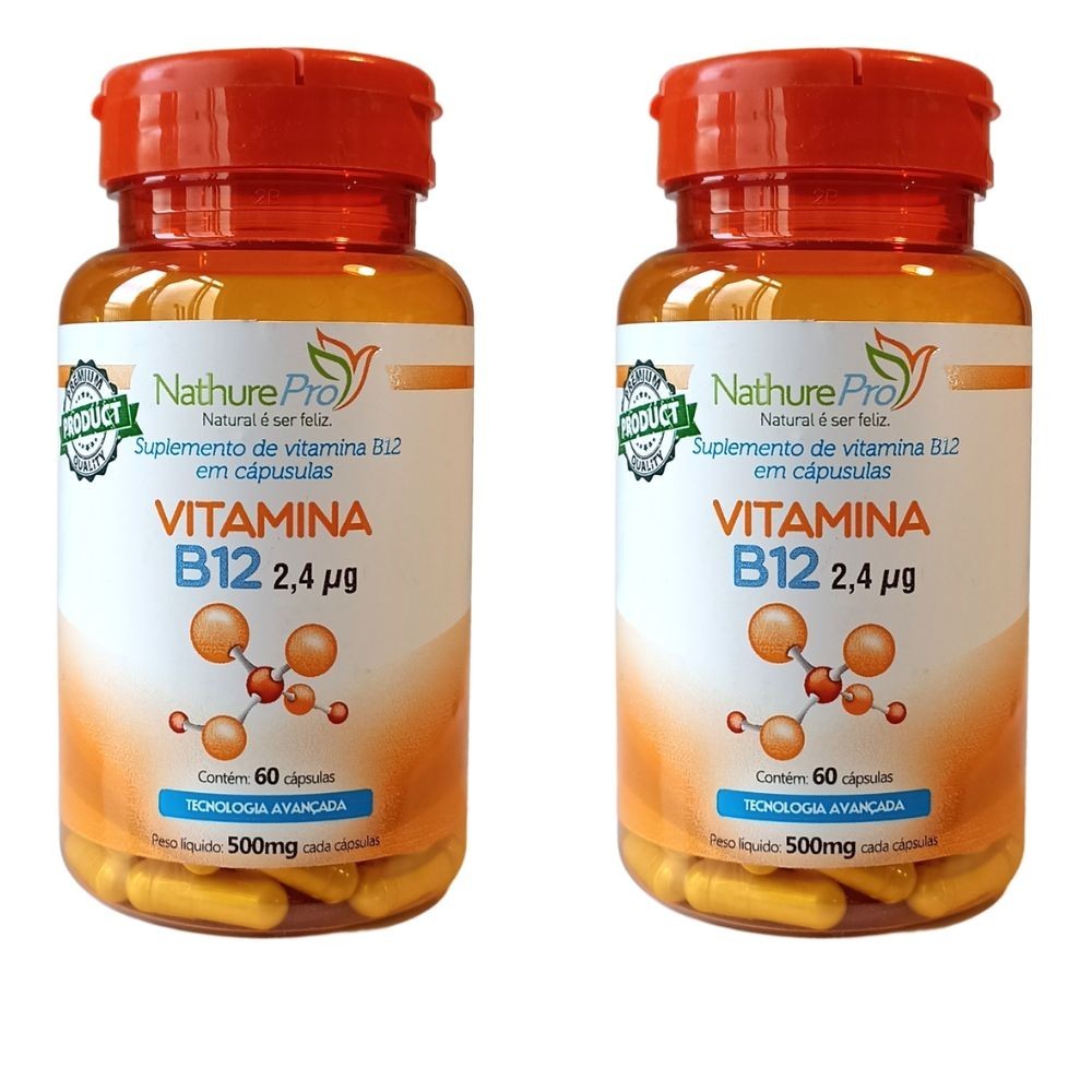 Kit 2 Vitamina B12 (Cianocobalamina) em Cápsula 60 Cáps - NathurePro ...