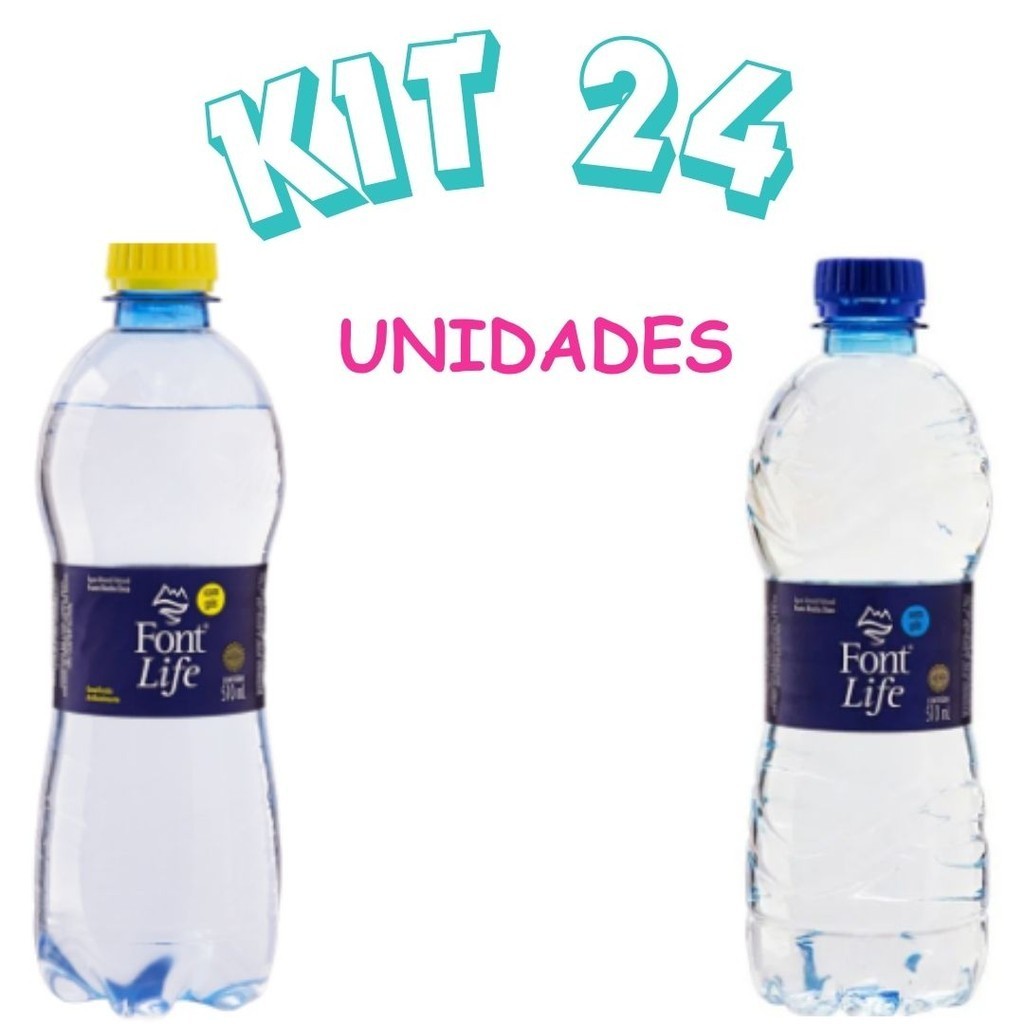 Kit 12 Água com Gás e 12 Água Natural Font Life | Shopee Brasil