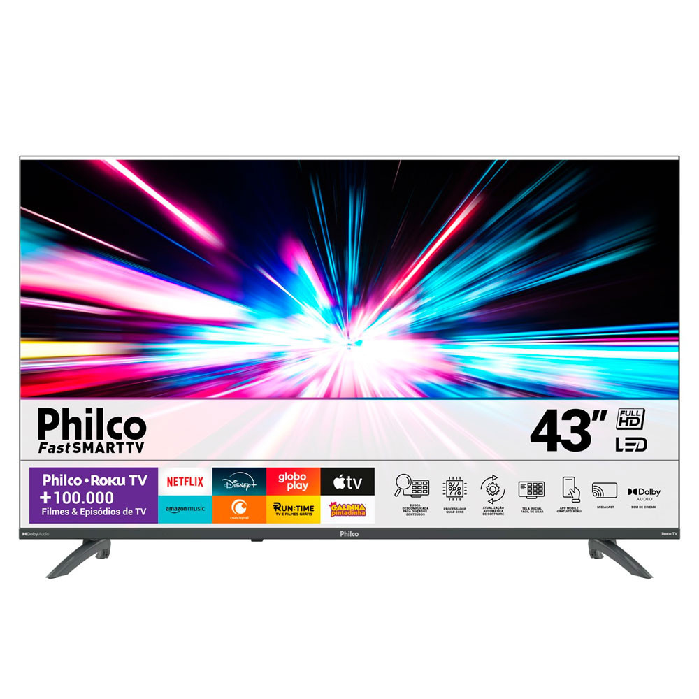 Smart TV 43 Polegadas 43VA4REGB Led Roku TV Dolby Audio Philco | Shopee Brasil