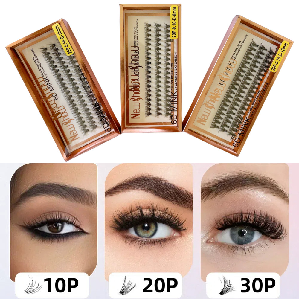 Kit 3 Caixas NEW SHOW Cílios Postiços 6D MINK 10P/20P/30P-Tufos sem Nó ...