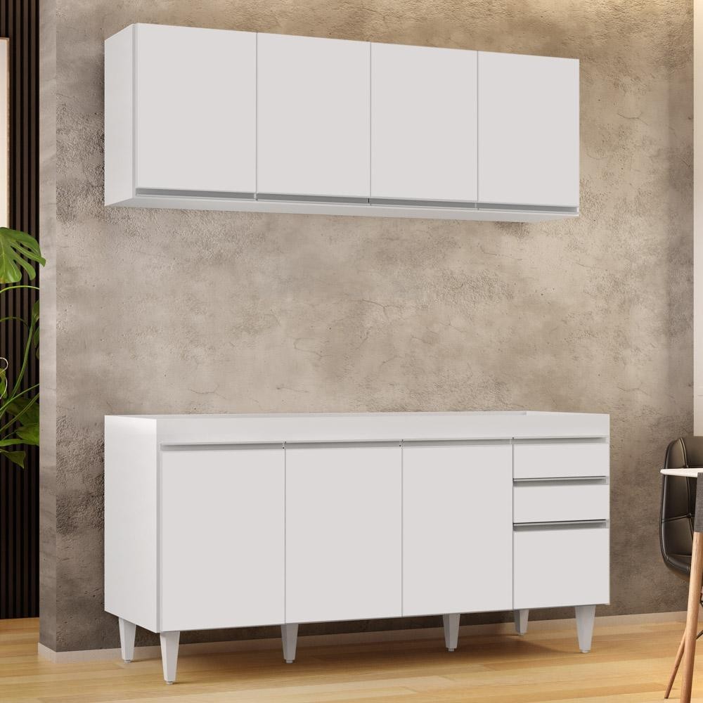 Armário Aéreo Nevada e Balcão Para Pia 160cm Arkansas Branco - Lumil | Shopee Brasil