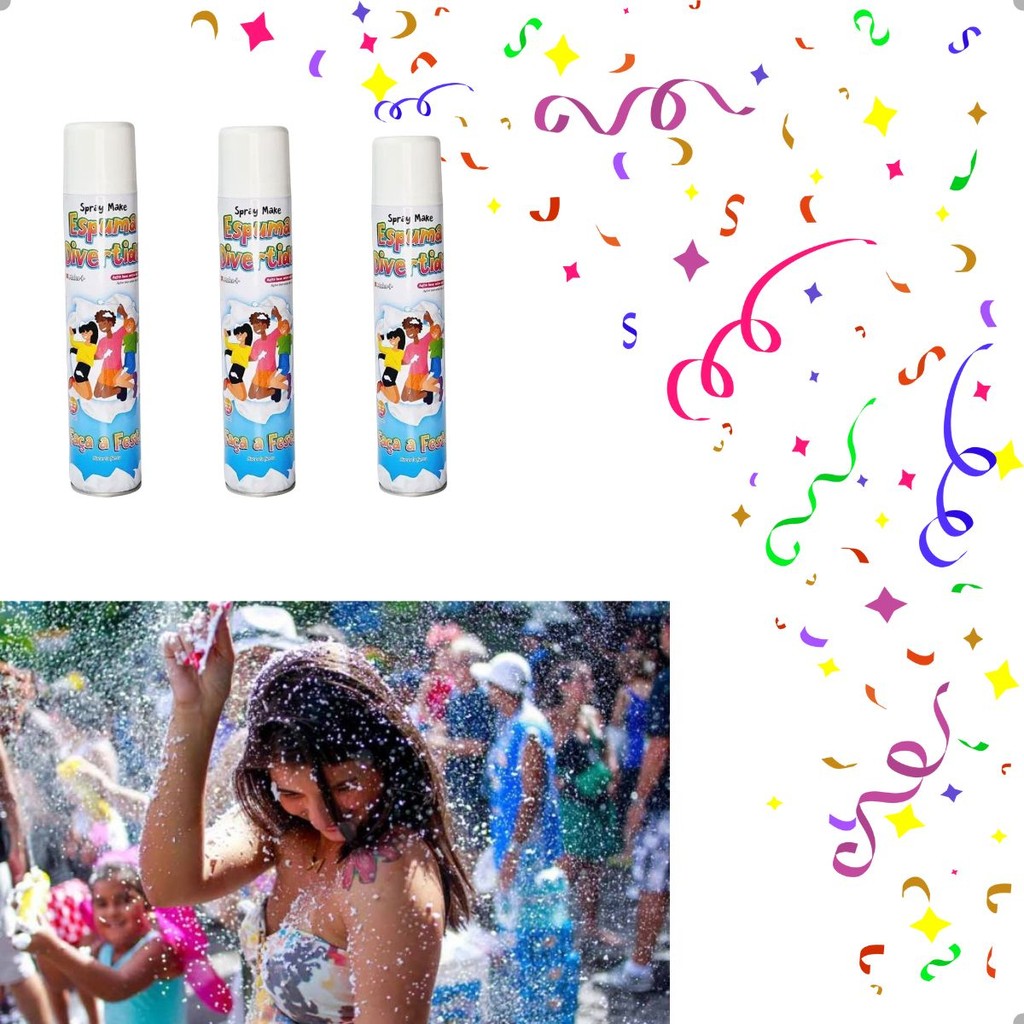 KIT 3 Espuma Carnaval spray Espuminha Para Festas Folia neve artificial ...