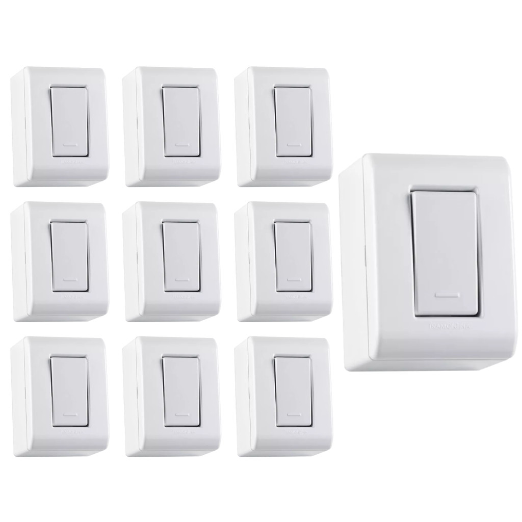 Kit Conjunto de Interruptor Caixa Sobrepor 1 Posto Branco Simples Liz ...