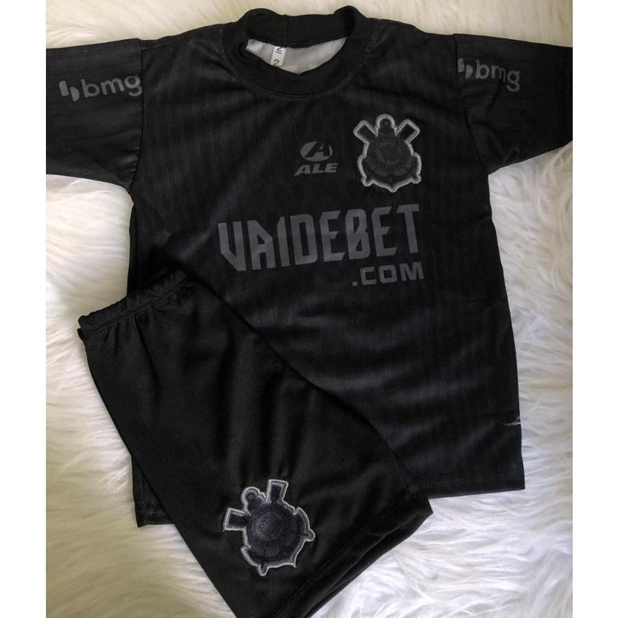 Conjunto CORINTHIANS Preto Memphis Depay 2024/25 Novo Kit Infantil ...