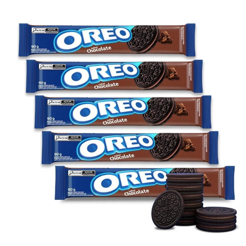 Biscoito Oreo Recheado Chocolate Kit 5 pacotes de 90g | Shopee Brasil