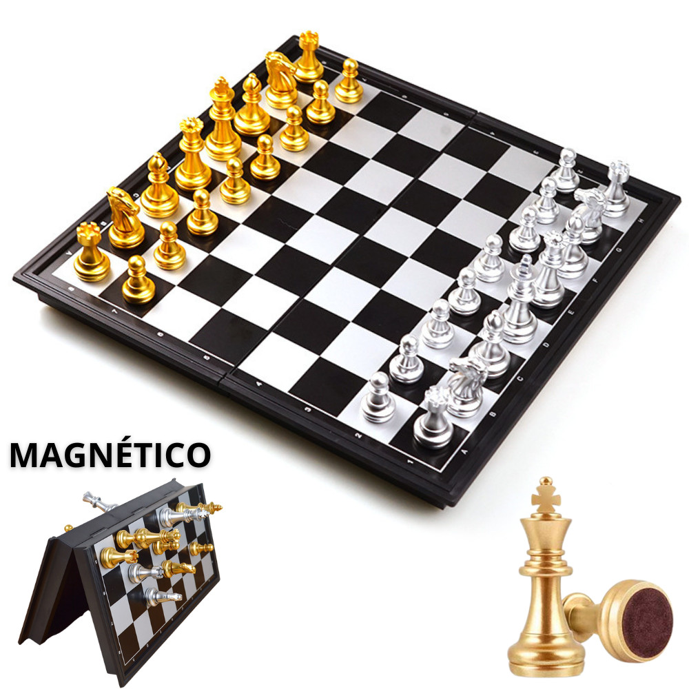 Tabuleiro De Xadrez Luxo Jogo Xadres Magnetico Xadrex Dobravel 32x32 ...