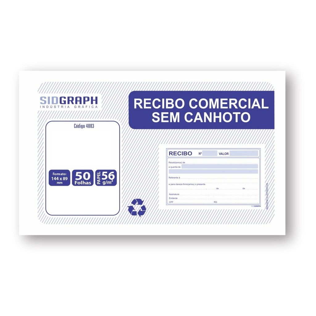 10 Bloco Recibo Comercial Sem Canhoto 50fl 144x89mm Sidgraph | Shopee Brasil
