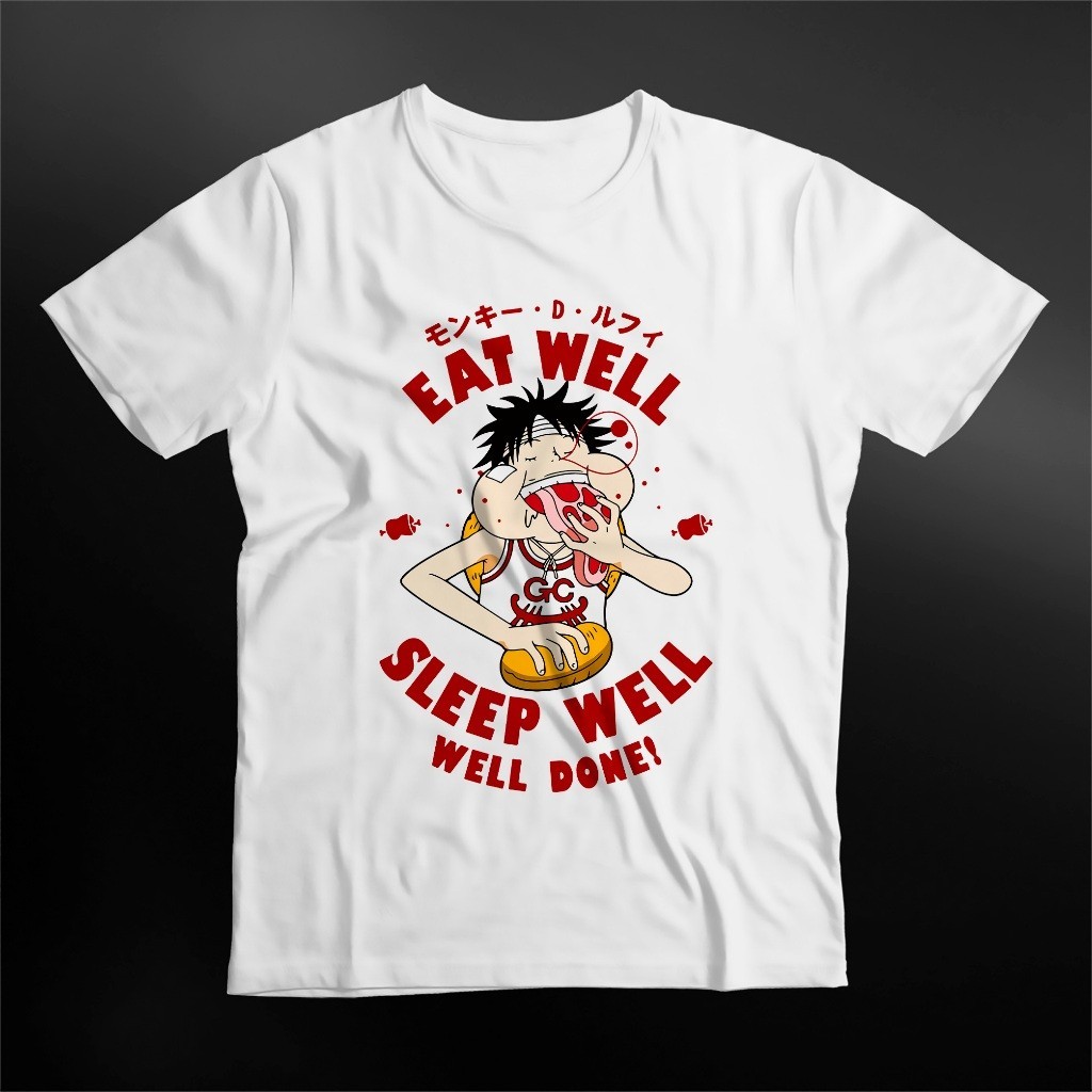 Camiseta Branca One Piece Luffy Coma Bem,Durma Bem' Unissex | Shopee Brasil