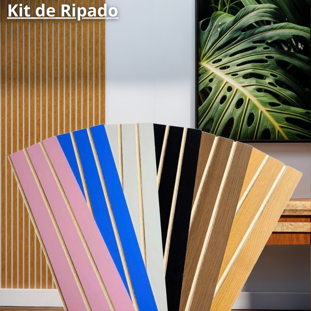 Kit 100 Placas de Painel Ripado Autocolante Em MDF | Shopee Brasil