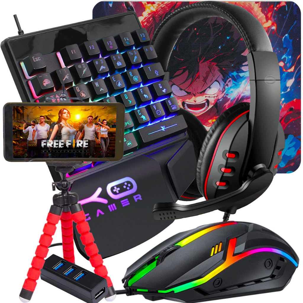 Kit Mobilador Teclado de Uma Mão + Headset Gamer + Mouse Led 7 cores | Shopee Brasil